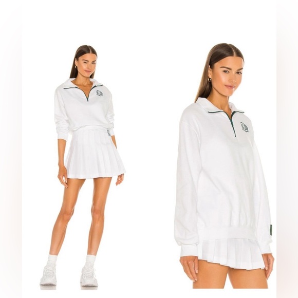 Danzy | Sweaters | Danzy X Revolve New Tennis Halfzip Crew In White ...